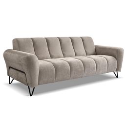 Beautysofa 3-Sitzer, Cappuccino, Metall, 220x83x98 cm, Wohnzimmer, Sofas & Couches, Sofas, 3-Sitzer Sofas