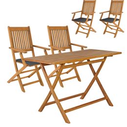 Casaria Garten-Sitzgruppe Bari 5-tlg Akazienholz FSC -zertifiziert Sitzkissen Anthrazit