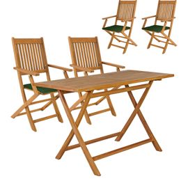 Casaria Garten-Sitzgruppe Bari 5-tlg Akazienholz FSC -zertifiziert Sitzkissen Gr&uuml;n