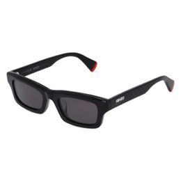 Kenzo KZ40164U | Unisex-Sonnenbrille | Fassung: Vollrand, Quadratisch, Kunststoff, Schwarz Gl&auml;nzend | Glasfarbe: Grau