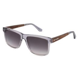 Woodfellas 10768 HOHENBURG | Unisex-Sonnenbrille | Fassung: Vollrand, Quadratisch, Kunststoff, Flieder | Glasfarbe: Grau
