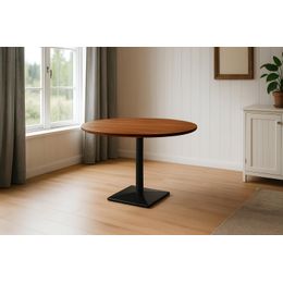 Bistrotisch BRASILIA 110 / Akazie nussbaumfarben / 110x110 / S&auml;ulen-Gestell eckig Schwarz