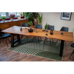 Baumkantentisch POLLY / nussbaumfarben / 240x100 / A-Gestell Schwarz