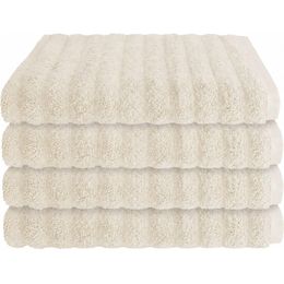 Handt&uuml;cher Schiesser, B:50cm L:100cmcreme, Frottier, Baumwolle, Handt&uuml;cher, "Neapel aus 100% Baumwolle mit eleganter Hoch-Tief-Optik", OEKO-TEX MADE