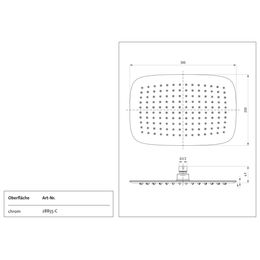 Kaja Regenbrausekopf eckig 200x300mm, abgerundet chrom, 28855-C 28855-C