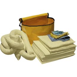 eurokraft basic Leckage-Notfallset in PVC-Tasche, Bindung 75 l, Ausf&uuml;hrung Chemikalien, gelb