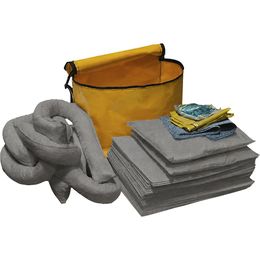 eurokraft basic Leckage-Notfallset in PVC-Tasche, Bindung 75 l, Ausf&uuml;hrung universal, grau