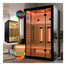 Artsauna&reg; Infrarotkabine Trondheim120 Schwarz - Saunakabine mit Vollspektrumstrahler & LED-Beleuchtung, Bluetooth Audio, App-Steuerung, 2200 W Leistung