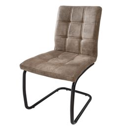 Riess Ambiente riess-ambiente Stuhl MODENA - Industrial Freischwinger vintage taupe mit Ziersteppung