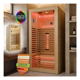 Artsauna&reg; Infrarotkabine Trondheim90 Natur - Vollspektrumstrahler mit LED-Beleuchtung, Bluetooth Audio, App-Steuerung, 1705 W Leistung