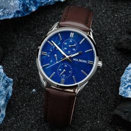 Holzkern Holzuhr Gifted (Sodalith/Dunkelbraun), Herren, Naturholz