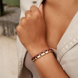 Armband Duett, Amaranthholz & goldener Edelstahl
