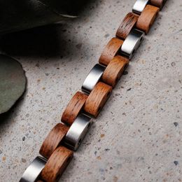 Holzkern Armband Rondo (Koa/Silber), Naturholz, Herren, gr&ouml;&szlig;enverstellbar