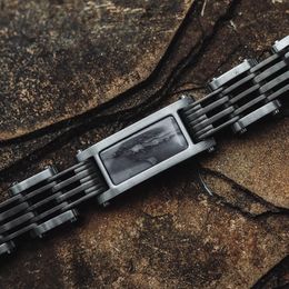 Holzkern Armband Adagio (Marmor/Grau), Naturholz, Herren, gr&ouml;&szlig;enverstellbar