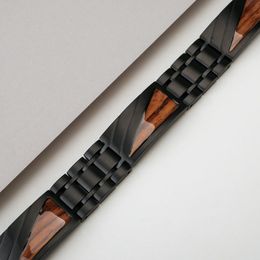 Holzkern Armband Looper (Zebrano/Schwarz), Naturholz, Herren, gr&ouml;&szlig;enverstellbar