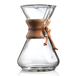 Chemex 10 Tassen, Kaffeekaraffe aus Glas mit Holzgriff