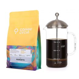 Coffee Circle French Press & Kaffee im Set, 250 g Kaffee nach Wahl, ganze Bohne, Siebstempelkanne von Trendglas Jena, ideal f&uuml;r Einsteiger
