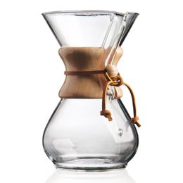 Chemex 6 Tassen, Kaffeekaraffe aus Glas mit Holzgriff