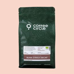 Coffee Circle Kaffee Buna Dimaa Decaf, 250 g gemahlen, Entkoffeinierter Kaffee, bio-zertifiziert, Arabica Kaffee, Noten von N&uuml;ssen und Kakao