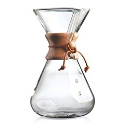 Mundgeblasene Chemex 13 Tassen, Kaffeekaraffe aus Glas mit Holzgriff