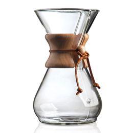 Chemex 8 Tassen, Kaffeekaraffe aus Glas mit Holzgriff