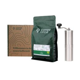 Coffee Circle Handm&uuml;hlen Einsteiger Set, Porlex II Tall Handm&uuml;hle + 250 g Kaffee, schokoladig-nussiger Geschmack, ganze Bohne