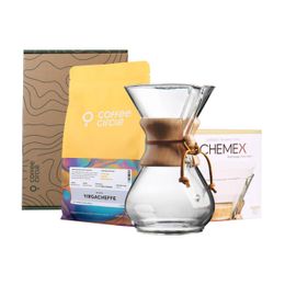 Coffee Circle Filterkaffee Spezialisten Set, Chemex Kaffeekaraffe + 250 g Kaffee, ganze Bohne, fruchtig-komplexer Geschmack, inklusive Papierfilter