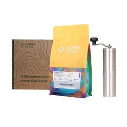Coffee Circle Handm&uuml;hlen Einsteiger Set, Porlex II Tall Handm&uuml;hle + 250 g Kaffee, fruchtig-komplexer Geschmack, ganze Bohne