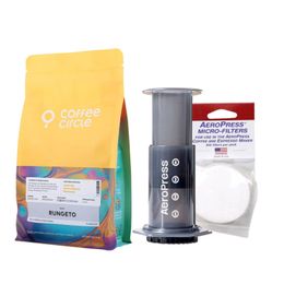 Coffee Circle Aeropress & Kaffee im Set: Zubereiter + 250g Kaffee nach Wahl, ganze Bohne