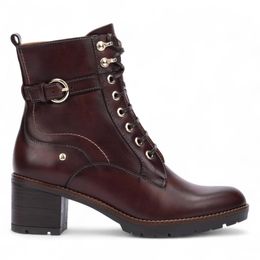 Pikolinos Damen-Kn&ouml;chelstiefel &bdquo;Caoba&ldquo; aus braunem Leder mit mittelhohem Absatz &ndash; Llanes