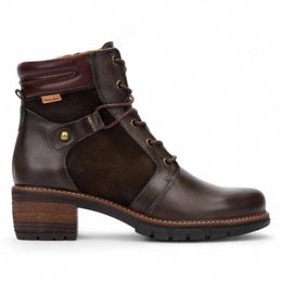 Pikolinos Damen-Stiefeletten aus waldbraunem Leder mit Rei&szlig;verschluss und Schn&uuml;rung - San Sebasti&aacute;n