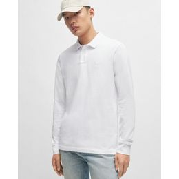 BOSS Orange Passerby Herren Langarm-Polo-Shirt aus Stretch-Baumwolle mit Logo-Patch