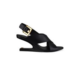 Balmain Anthem No Wedge-Sandalen Schwarz