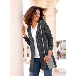 WITT Damen Strickjacke in Longform, meliert, schwarz-meliert, Gr&ouml;&szlig;e 40