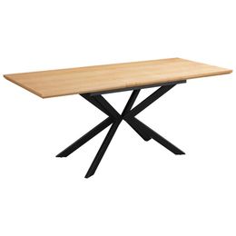 Mid.you Esstisch, Natur, Schwarz, Metall, Holzwerkstoff, rechteckig, Flachrohr, 80x76x140 cm, ausziehbar, Esszimmer, Tische, Esstische, Esstische ausziehbar