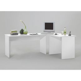 Mid.you Eckschreibtisch, Wei&szlig;, Holzwerkstoff, 65-155x75x205 cm, Made in Germany, Arbeitszimmer, Schreibtische, Eckschreibtische