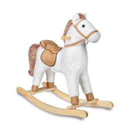 My Baby Lou Schaukelpferd, Wei&szlig;, Hellbraun, Holz, Metall, Textil, Pappel, vollmassiv, 30x64x74 cm, RoHS, AZO-frei, EN 71, Haltegriffe, Ger&auml;uscheffekte, Spielzeug, Babyspielzeug, Schaukeltiere & H&uuml;pftiere