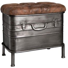 CARRYHOME Sitzbank, Anthrazit, Braun, Metall, Textil, 1-Sitzer, 51x48x34 cm, Truhe im Sitz, Esszimmer, B&auml;nke, Sitzb&auml;nke