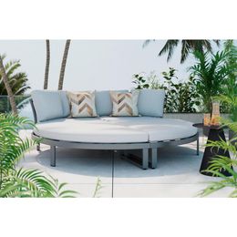 Ambia Garden Sonneninsel, Anthrazit, Grau, Metall, Textil, F&uuml;llung: Schaumstoff, 200x66x200 cm, Loungem&ouml;bel, Sonneninseln