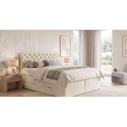 Boxspringbett Home Affaire, B:167cm L:208cmcreme, Hartfaserplatte, Holz teilmassiv, Massivholz, Spanplatte, Jugendzimmer, Komplettbetten, "SELJORD