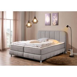 Boxbett Home Affaire, B:187cm L:207cm, grau, Komplettbetten, "Abtenau inkl. Topper", Boxbett, inkl. Topper