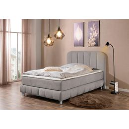 Boxbett Home Affaire, B:147cm L:207cm, grau, Komplettbetten, "Abtenau inkl. Topper", Boxbett, inkl. Topper