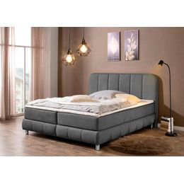 Boxbett Home Affaire, B:187cm L:207cm, grau, Komplettbetten, "Abtenau inkl. Topper", Boxbett, inkl. Topper