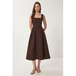 Kleid in A-Form mit Quadratkragen und Rei&szlig;verschlussverschluss