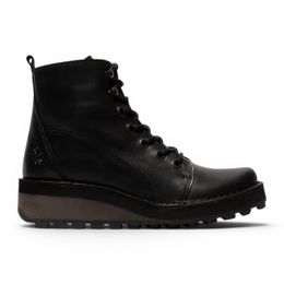 Fly London Damen Schwarze Schn&uuml;rstiefel mit Schn&uuml;rung &ndash; HAZI147
