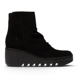 Fly London Damen Schwarze Wildlederleder-Wedge-Heel-Plattformstiefel &ndash; BAAN538
