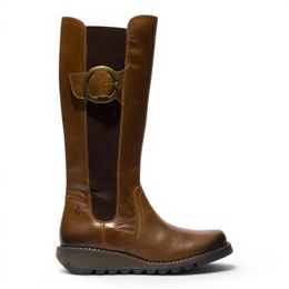 Fly London Damen-Stiefel mit beige Lederkniel&auml;nge &ndash; SOIF361