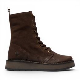 Fly London Womens Combat Brown Wildleder-Schn&uuml;rstiefel &ndash; RAMI043