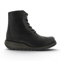 Fly London Damen Schwarze Leder-Schn&uuml;rstiefel &ndash; SARL069