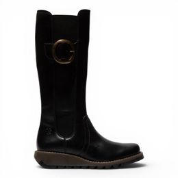 Fly London Damen Schwarze, kniehohe Lederstiefel &ndash; SOIF361